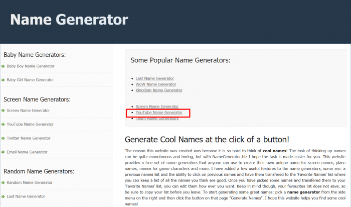 12 Top Free YouTube Name Generators in 2021